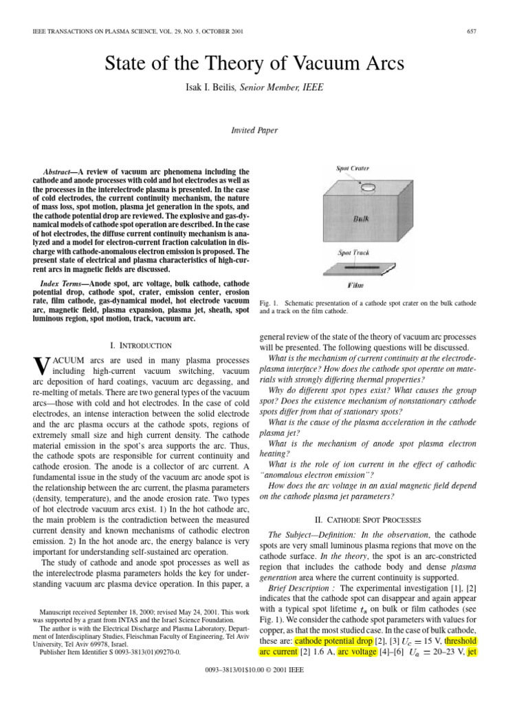 Vacuum Arc Phenomena Overview | PDF | Plasma (Physics) | Cathode