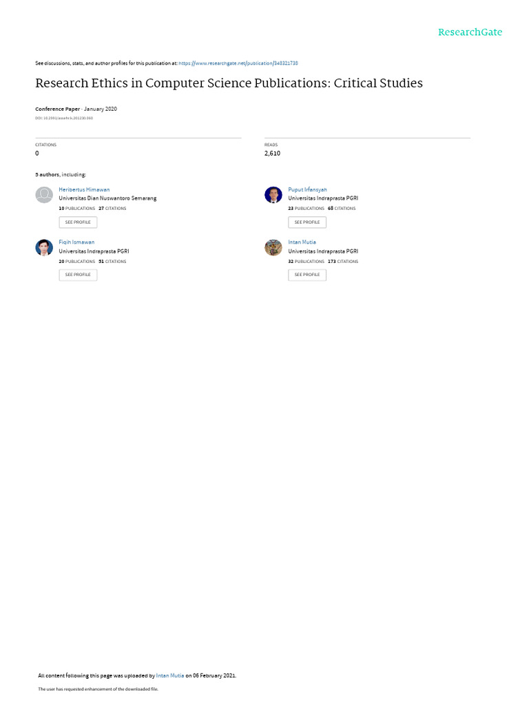 Research Ethics in Computer Science Publications C | PDF | Academic ...