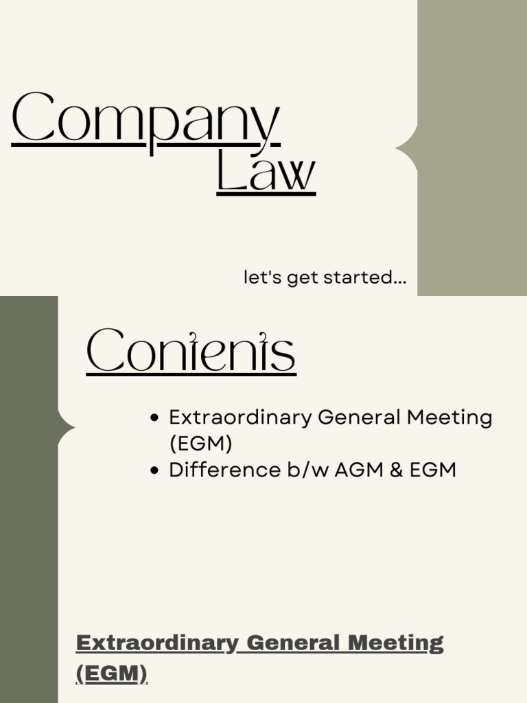 Presentation 3 - EGM & Diff. BW AGM &EGM | PDF | Board Of Directors ...