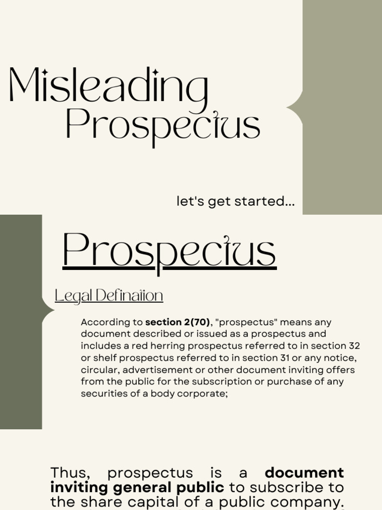 Misleading Prospectus and Legal Remedies | PDF | Misrepresentation ...