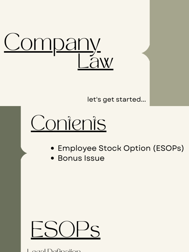 Presentation 2 - ESOP & Bonus Issue | PDF | Securities (Finance) | Stocks
