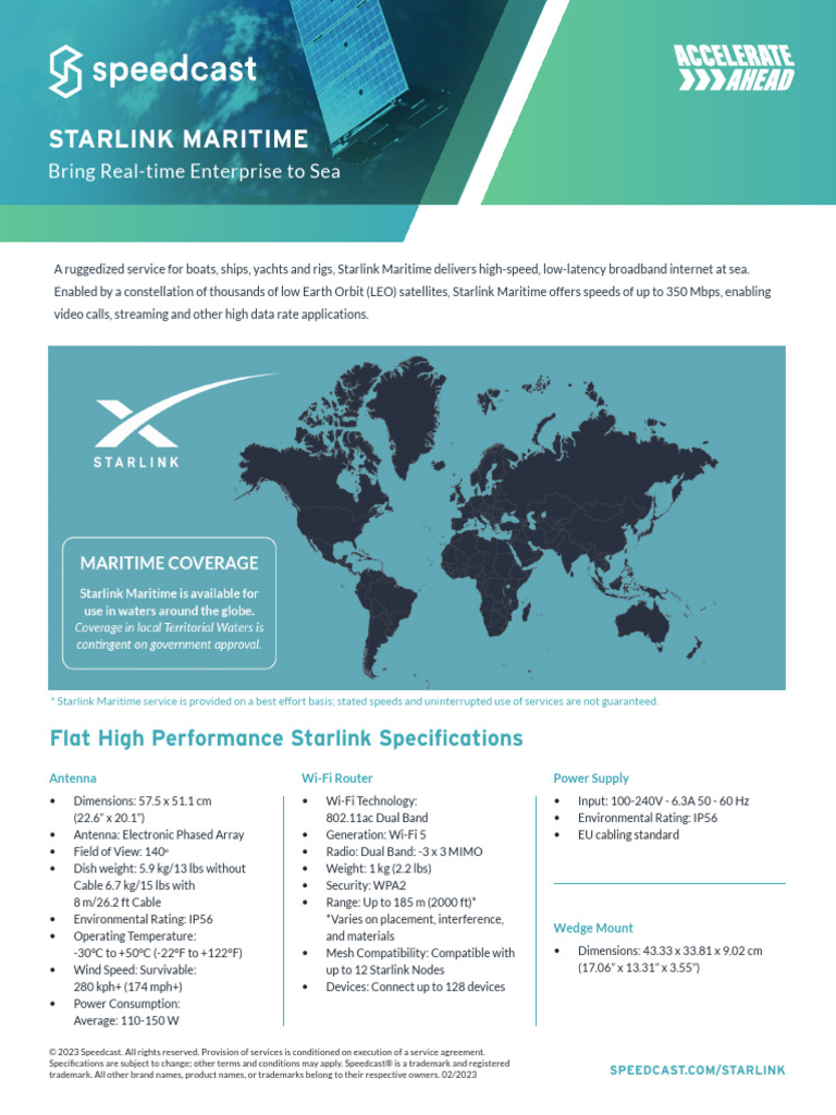 Speedcast Starlink - Maritime Brochure Feb2023 | PDF | Wi Fi | Telecommunications