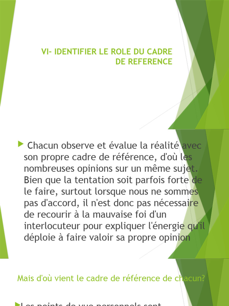 Identifier Le Role Du Cadre de Reference | PDF | Développement personnel