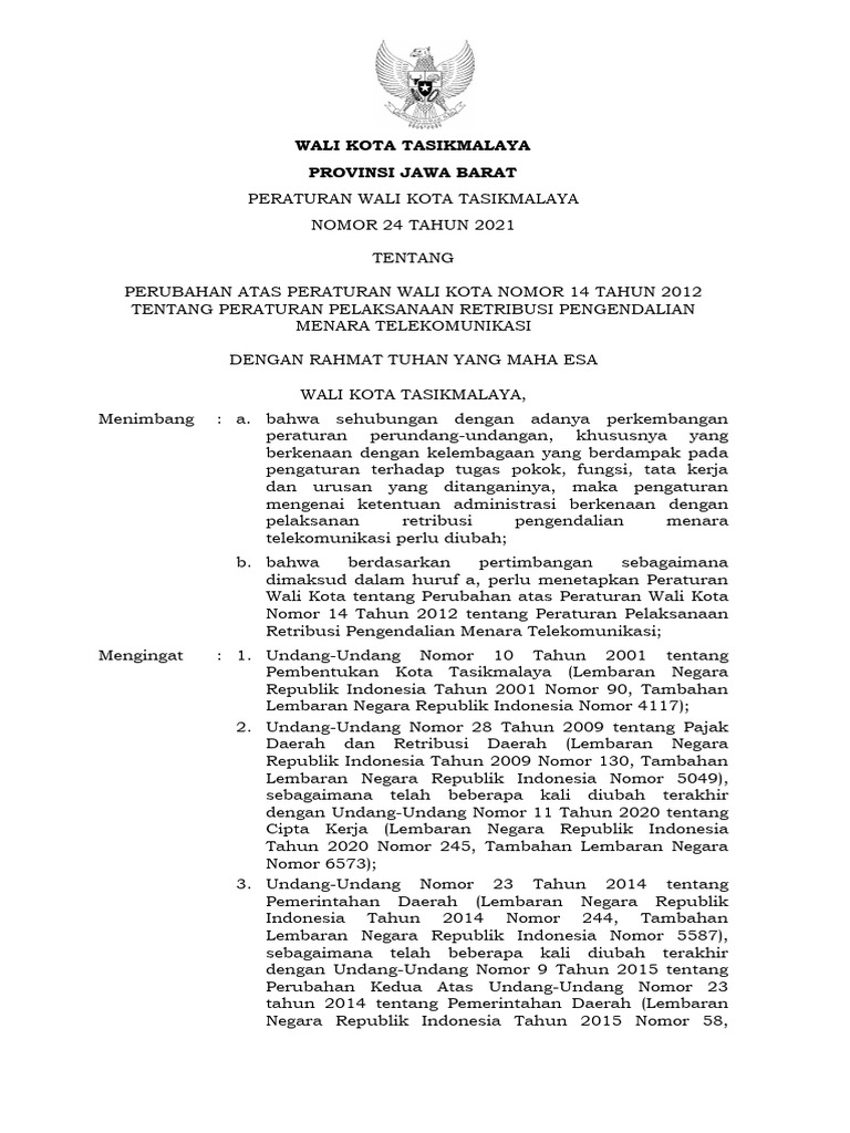 Perwali Kota Tasik 2022 | PDF