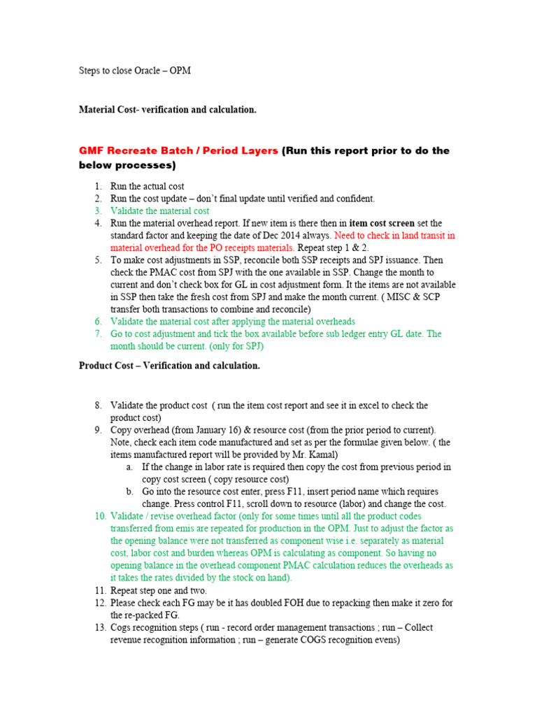 OPM process | PDF | Cost | Inventory