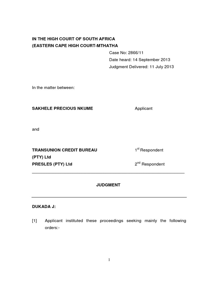 Credit Report Dispute Judgment Summary | PDF | Default Judgment ...