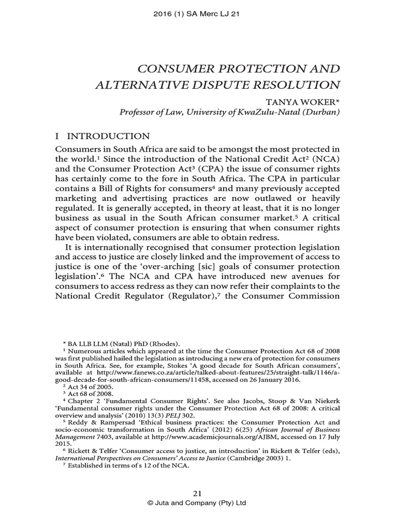 Tanya's Article On Consumer On ADR | PDF | Alternative Dispute ...