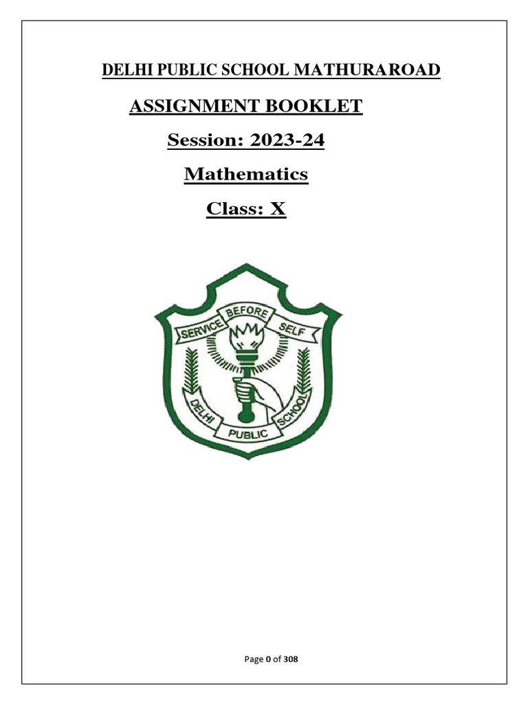 Class X Mathematics Assignment Booklet Dps (Mathura Road) (2023 - 2024) | PDF | Zero Of A ...