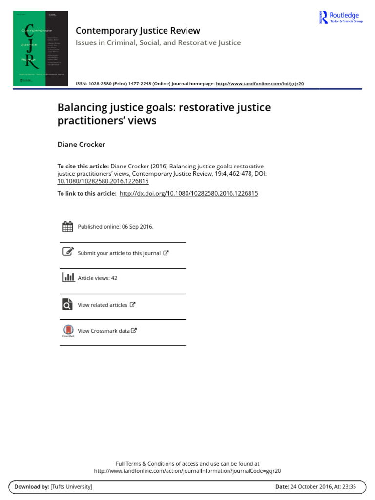 Restorative Justice Blancing | PDF | Restorative Justice | Crimes