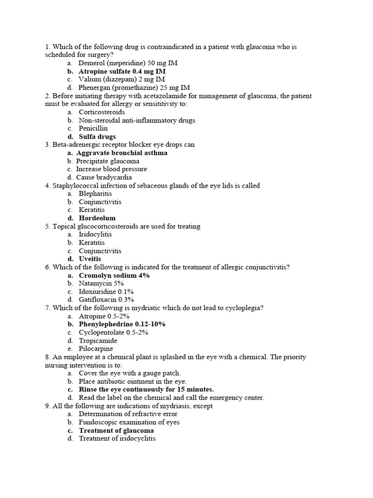 pharmacology mcq with key | PDF | Glaucoma | Penicillin