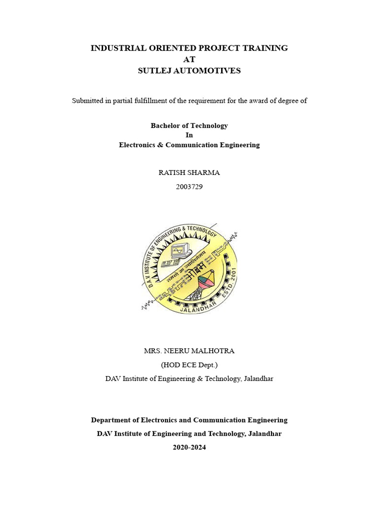 INDUSTRIAL ORIENTED PROJECT TRAINING | Download Free PDF | Car | Tire
