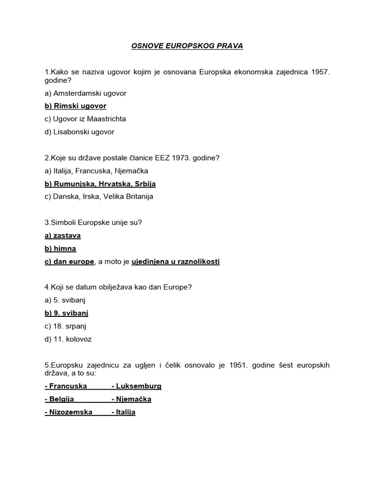 Osnove Europskog Prava - Megi | PDF