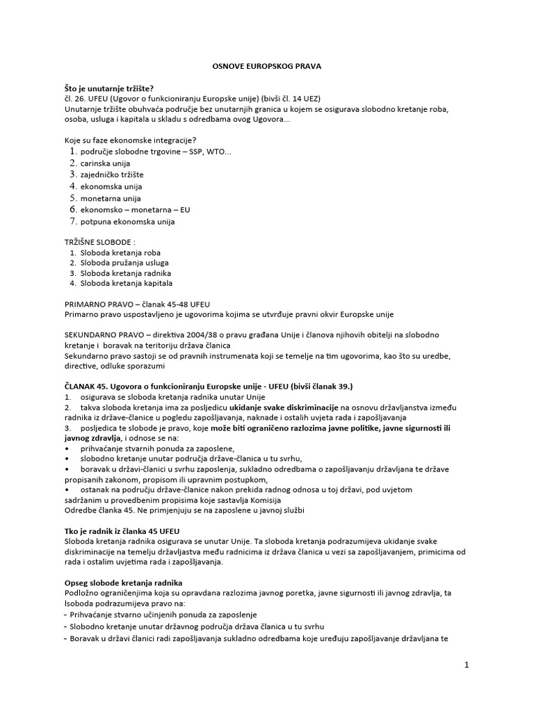 Osnove Europskog Prava - Skripta | PDF