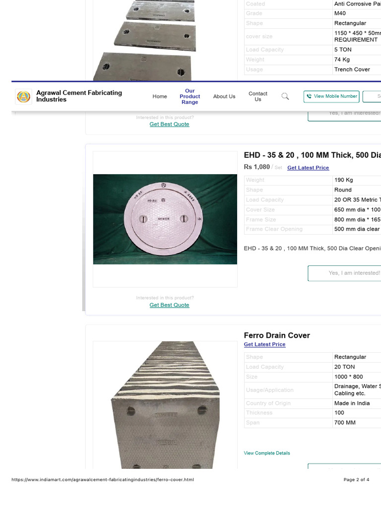 Ferro Cover - Ferro Concrete Drain Slabs Manufacturer From Deesa | PDF ...