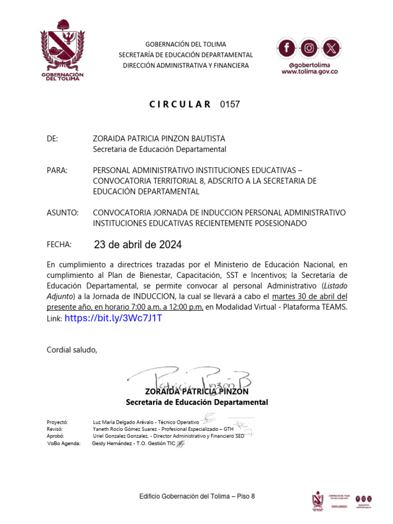 Circular No. 157 - Abril 23 de 2024 | PDF