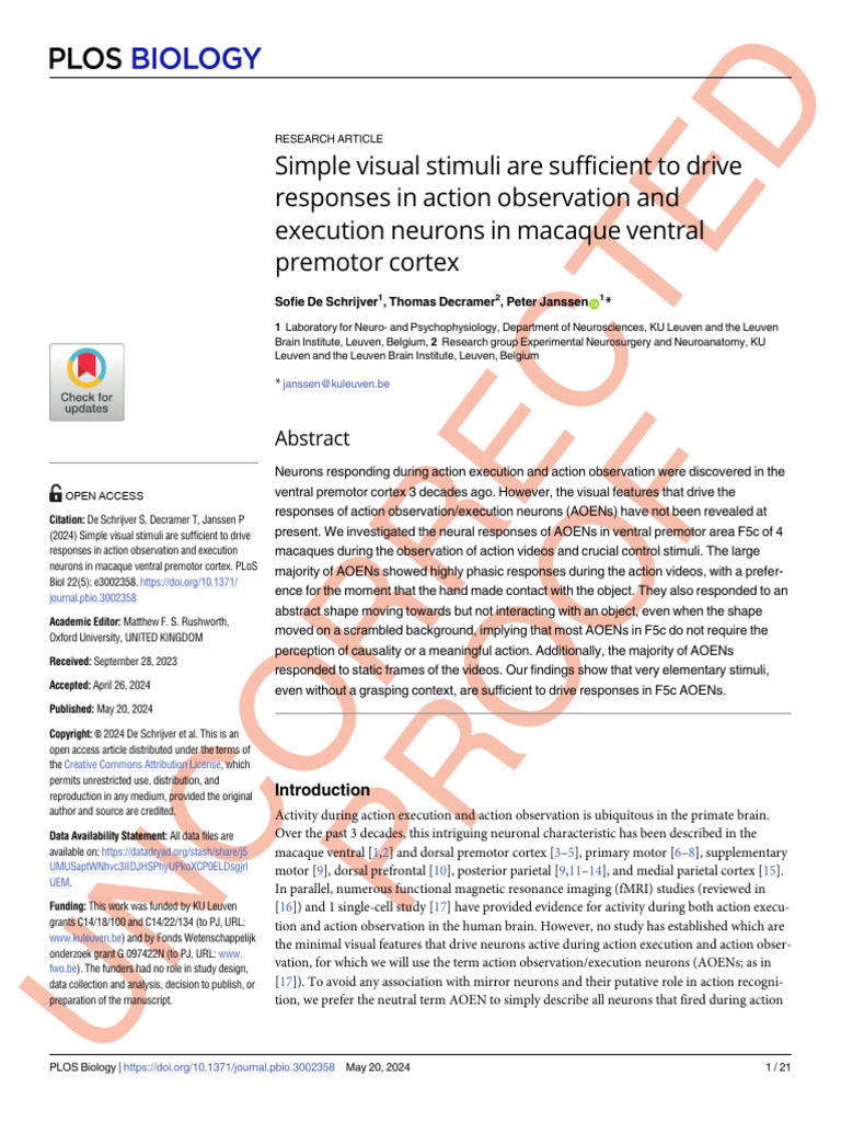 Journal Pbio 3002358 | PDF | Functional Magnetic Resonance Imaging | Action Potential
