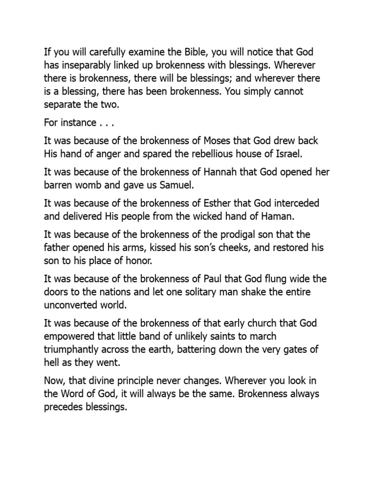 Brokenness And Blessings In Scripture Pdf Religion Spirituality