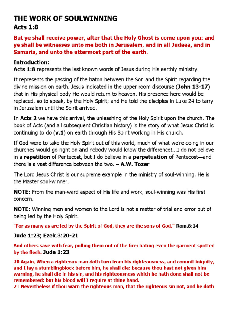 The Work of Soul Winning | PDF | Jesus | Acts Of The Apostles