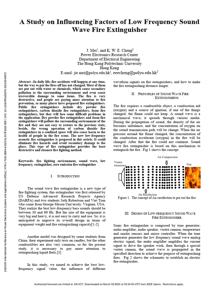 A Study On Influencing Factors Sound Wave Fire Extinguisher | PDF ...