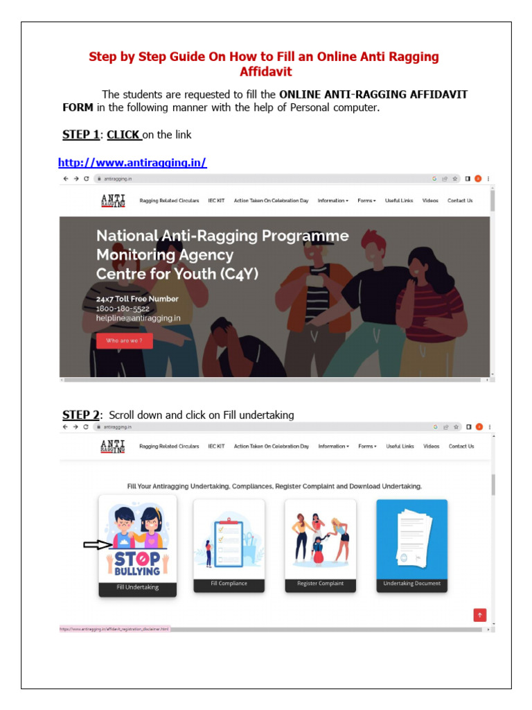 1 Online Anti Ragging Affidavit Filling Procedure | PDF | Career ...