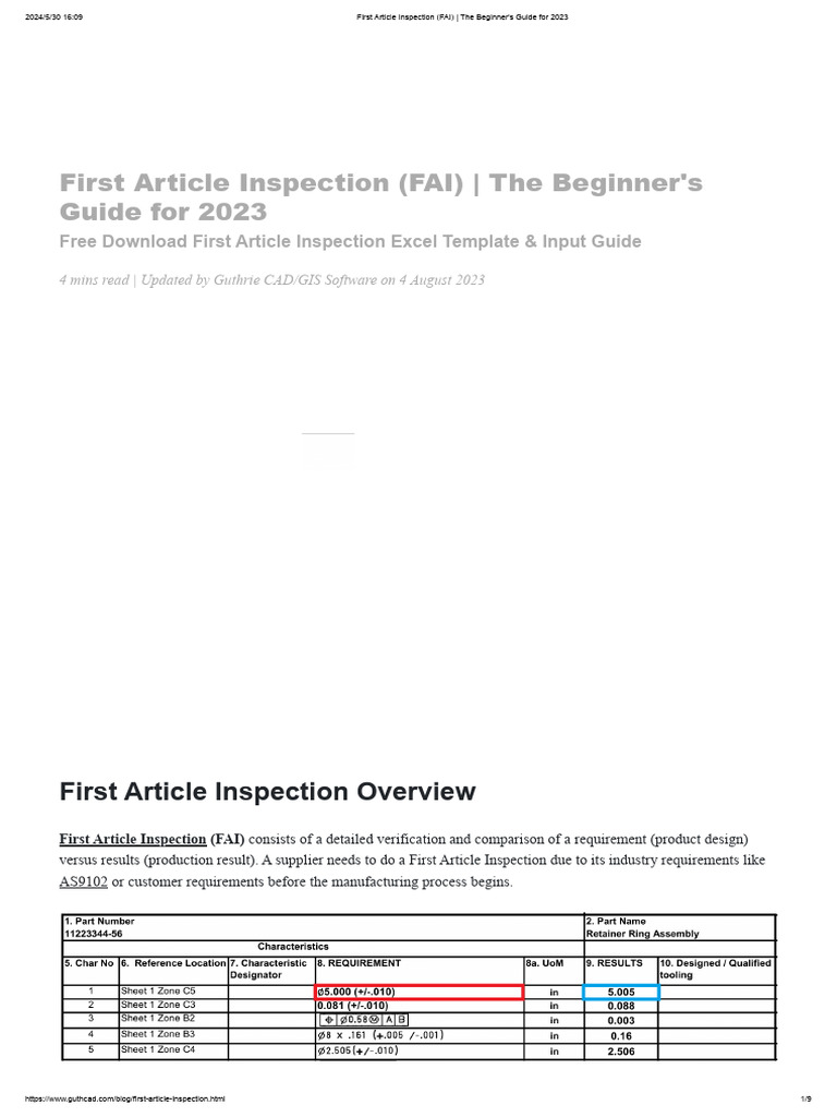 First Article Inspection (FAI) - The Beginner's Guide For 2023 | PDF | Specification (Technical ...