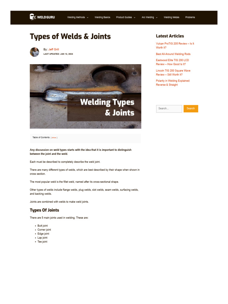 Weldguru Com Weld Types Joints | PDF | Welding | Construction