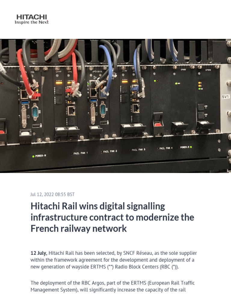 Hitachi Rail Wins Digital Signalling Infrastructure Contract To ...