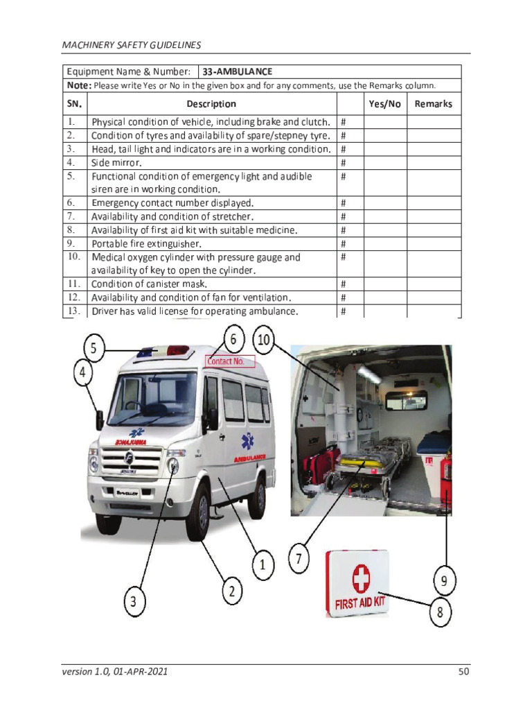 Ambulance Checklist | PDF