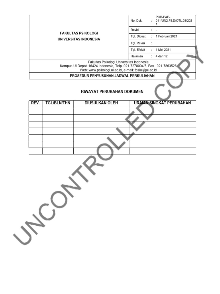 POB Penyusunan Jadwal Perkuliahan | PDF