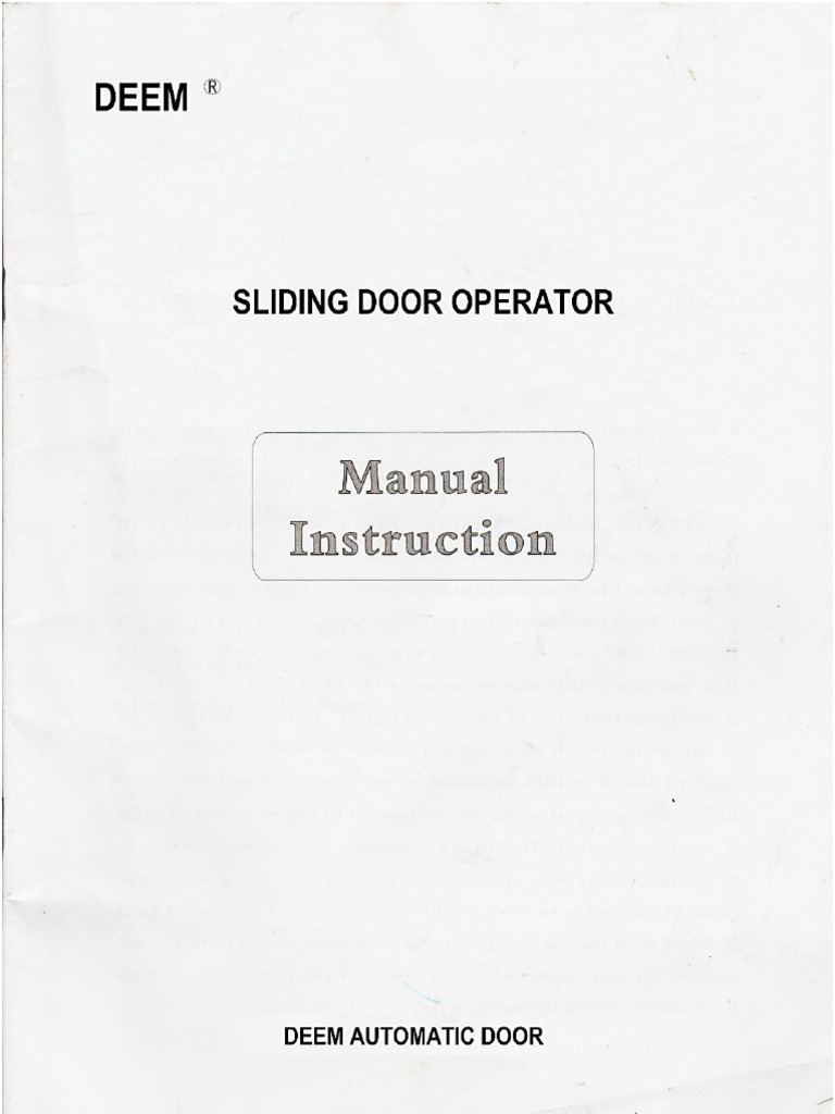 Manual Book Deem Sliding | PDF
