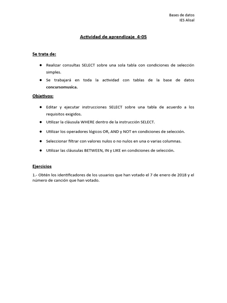 Actividad de Aprendizaje 4-05 | PDF | Bases de datos | Mi sql