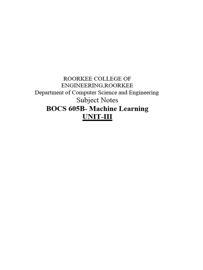 Unit 3 - Machine Learning | PDF | Principal Component Analysis | Artificial Neural Network