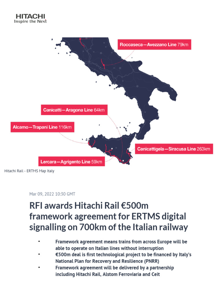RFI Awards Hitachi Rail 500m Framework Agreement For ERTMS Digital ...