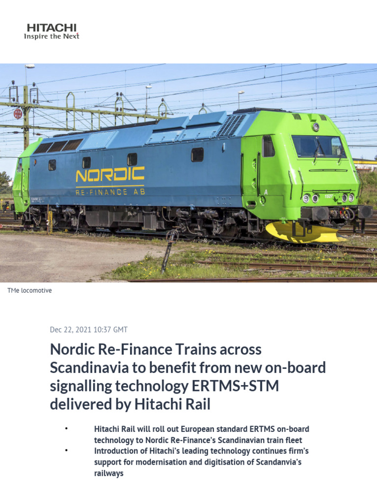Nordic Re-Finance Trains Across Scandinavia To Benefit From New On ...