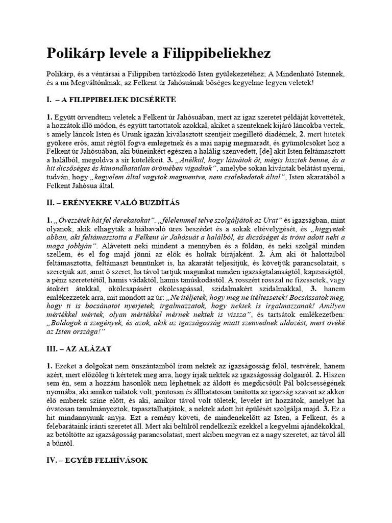 Szent Polikárp Levele A Filippibeliekhez | PDF