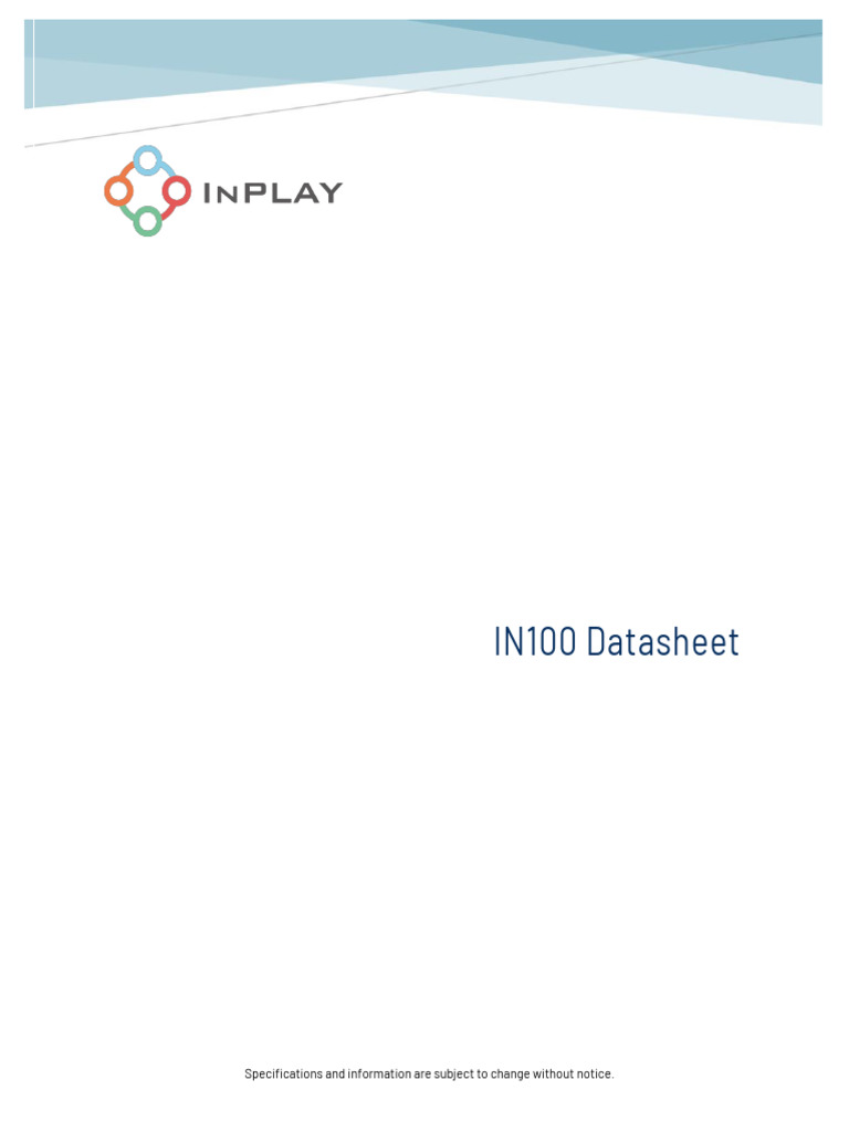 IN100 Datasheet | PDF | Electrical Engineering | Wireless