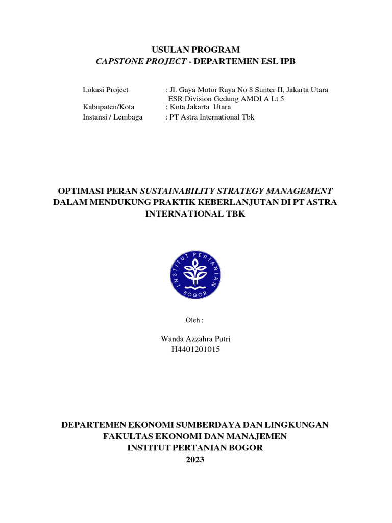 Wanda Azzahra Putri - H4401201015 - Proposal | PDF | Seni | Sains & Matematika
