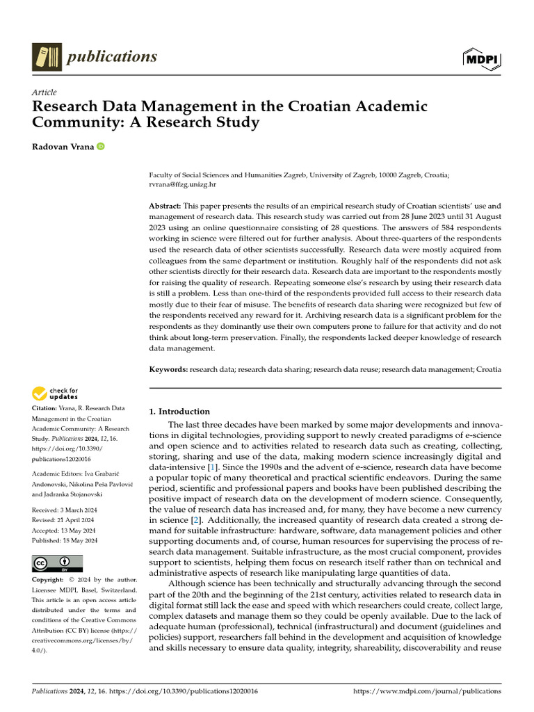 Research Data Management in The Croatian Academic | Download Free PDF ... Research Data Management in The Croatian Academic | Download Free PDF ...