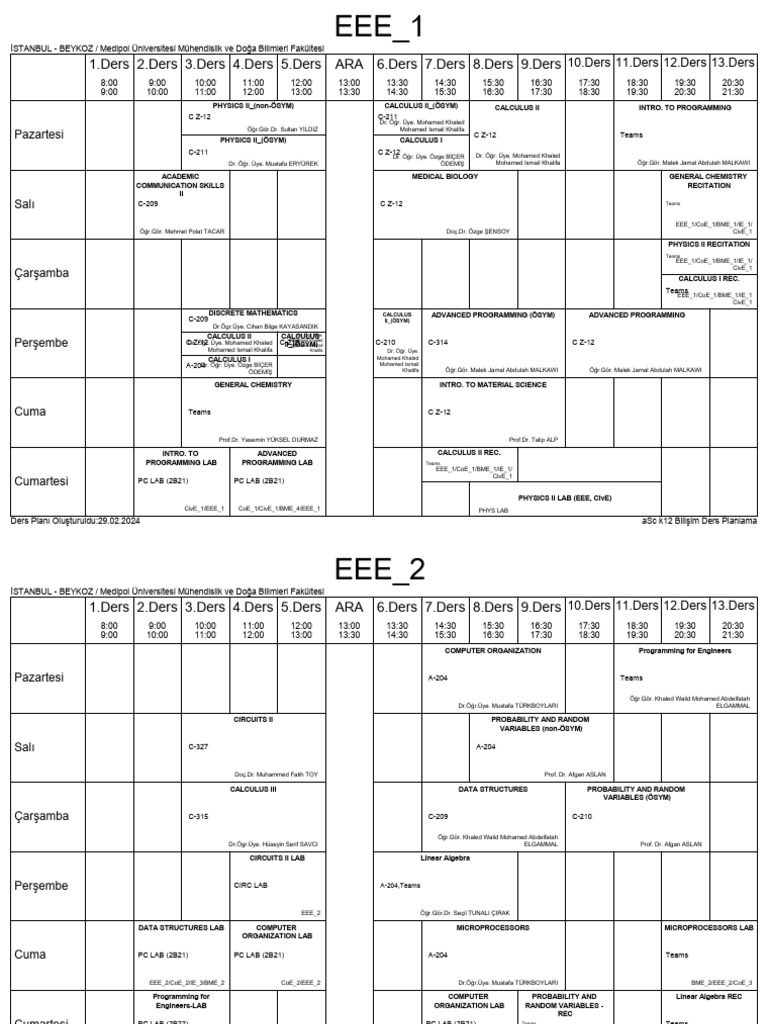 2024 Bahar Lisans Ders Programi v12 | PDF