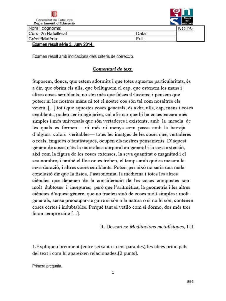 Resolt 3r Exercici de R Descartes. | PDF