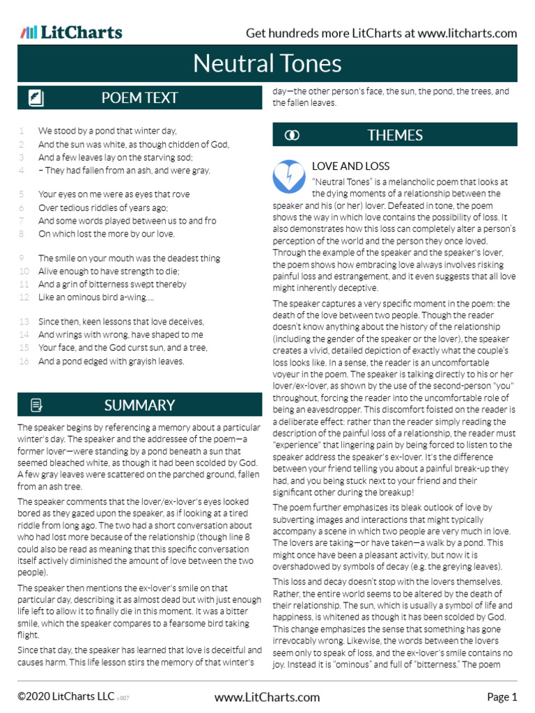 LitCharts Neutral Tones | PDF | Poetry