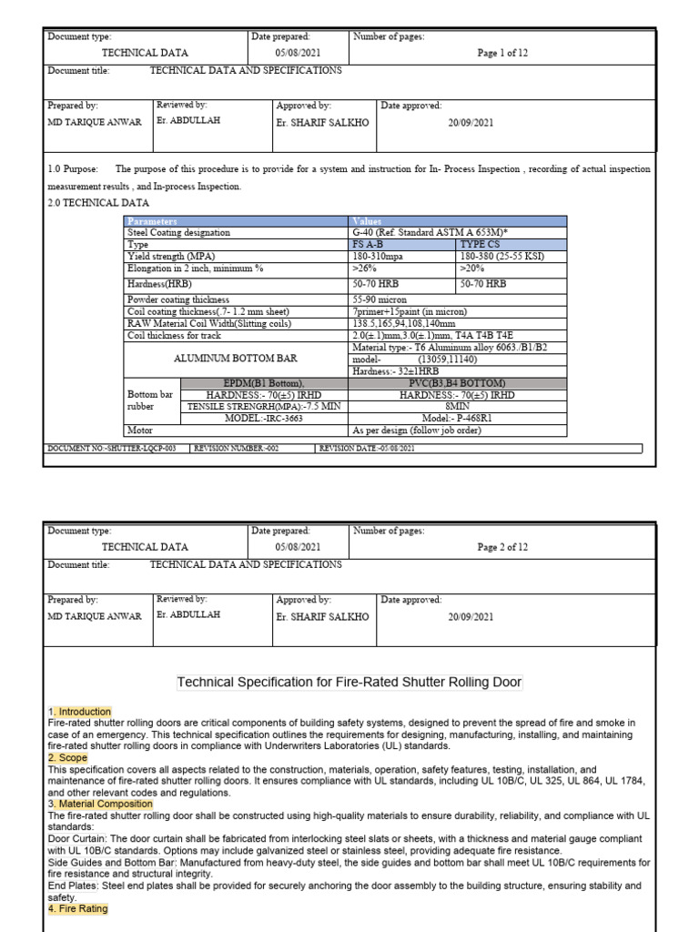 2.0 Technical Data For Fire Rated Doors | PDF | Door | Safety