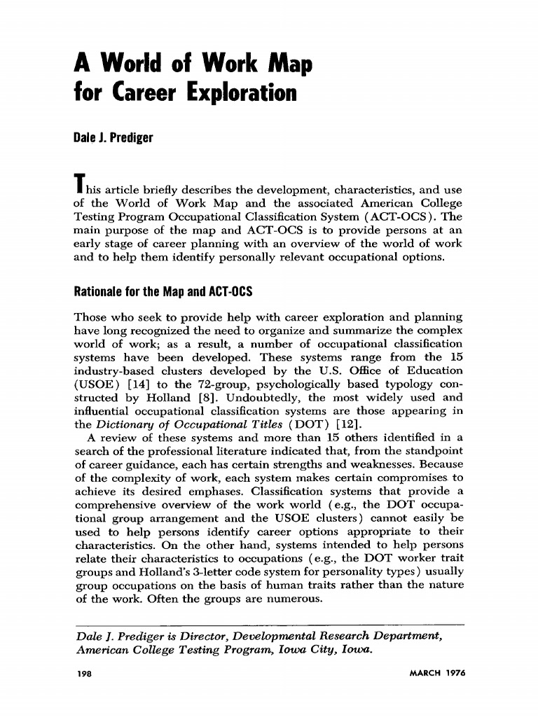 World of Work Map for Career Planning | PDF | Abstraction | Data