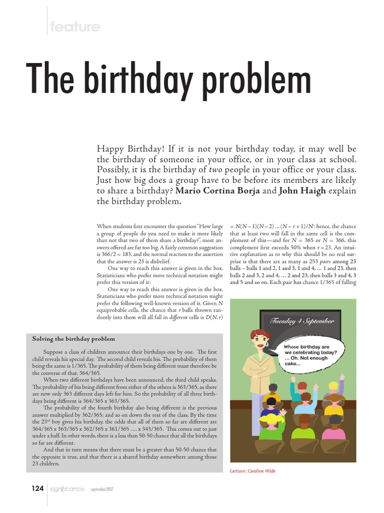 Significance - 2007 - Borja - The Birthday Problem | PDF | Probability ... Significance - 2007 - Borja - The Birthday Problem | PDF | Probability ...