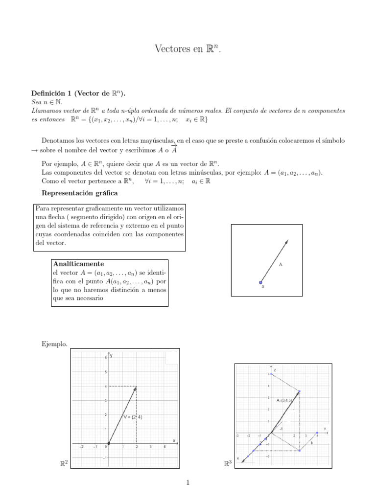 Vectores de Rn (Corregido) | Descargar gratis PDF | Vector Euclidiano | Espacio vectorial
