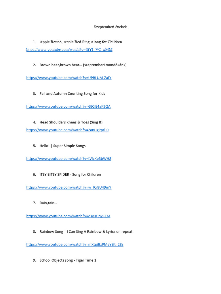 September Songs for Kids Collection | PDF