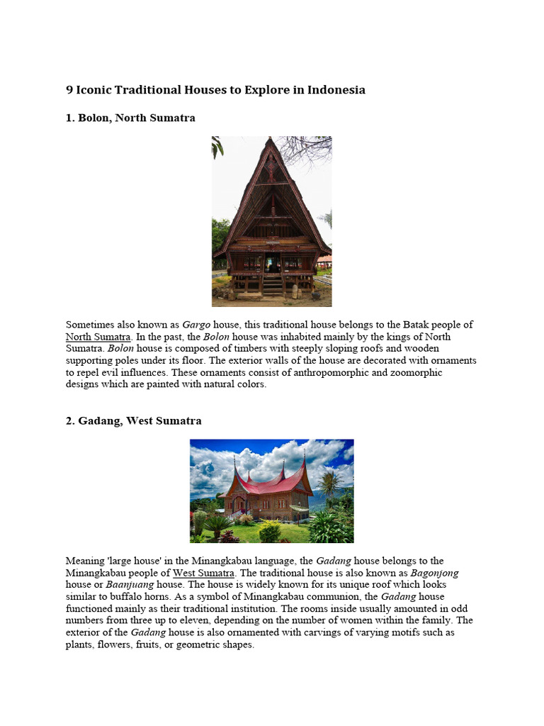 9 Iconic Traditional Houses To Explore in Indonesia | PDF