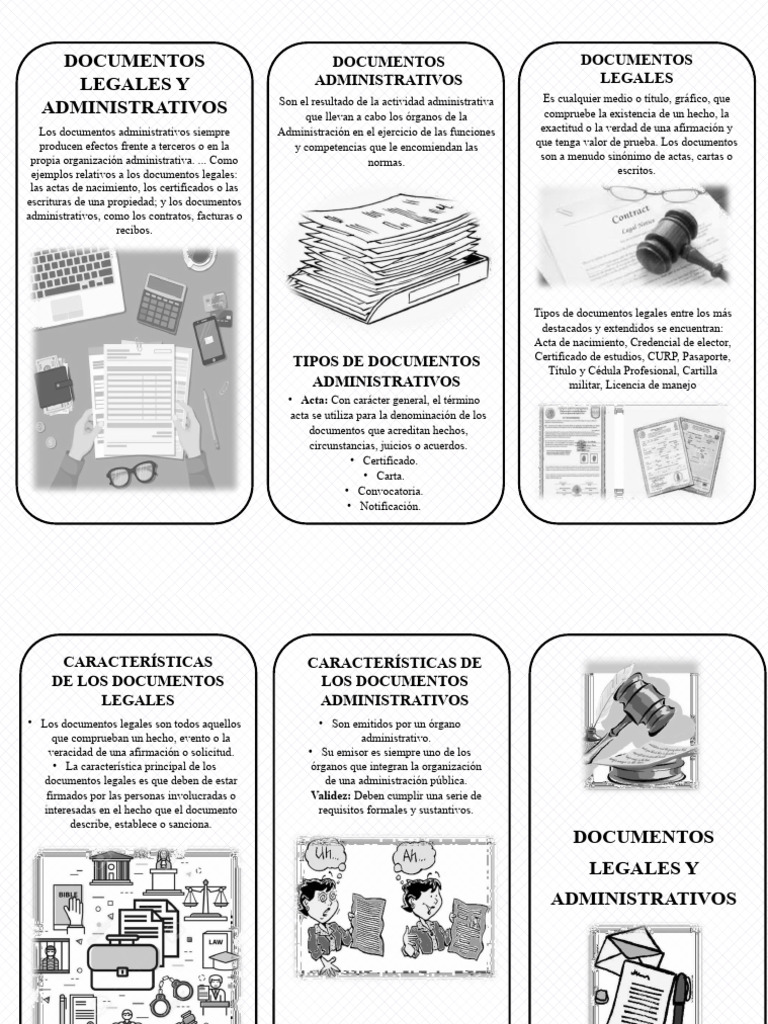 Triptico Documentos Legales y Administrativos | PDF | Documento de identidad