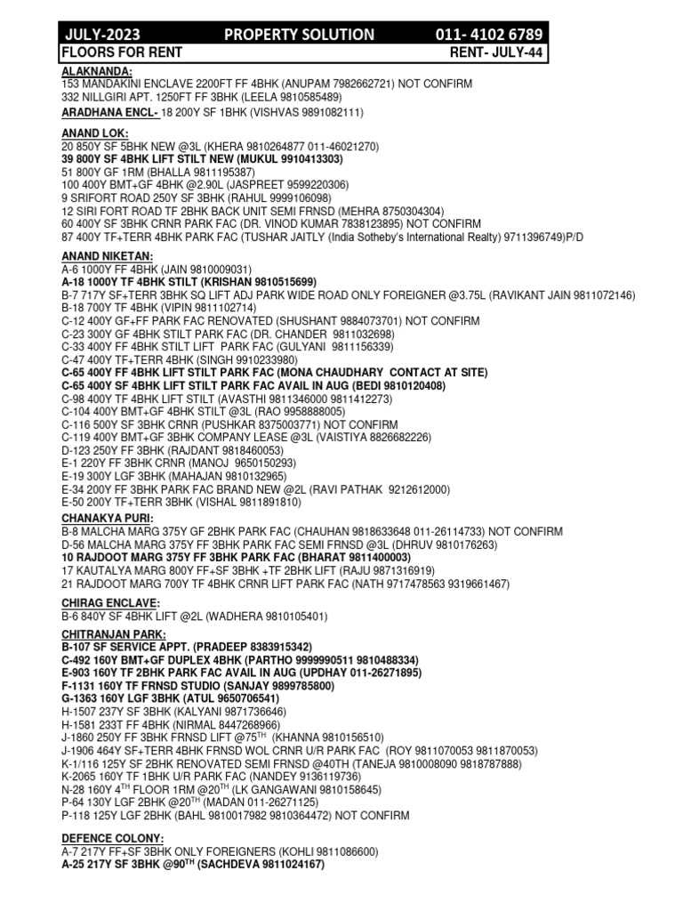 Resi Rent July-2023 | PDF