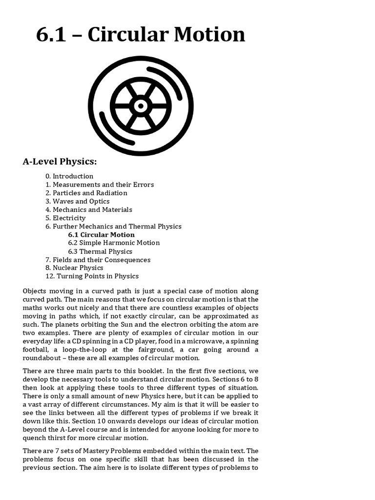 Circular Motion Work Pack | PDF | Force | Acceleration
